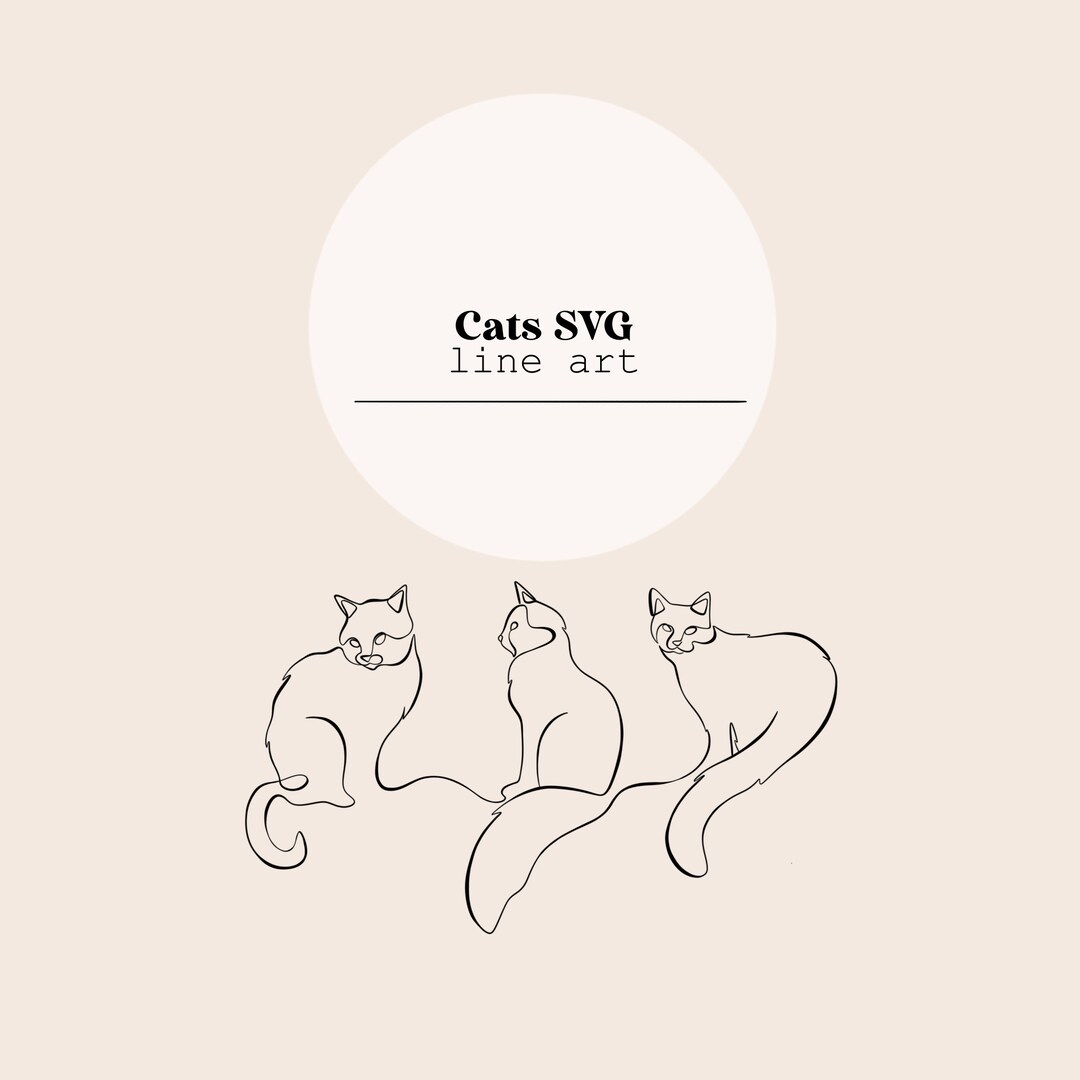 Cat Line Art | Cat, Kitten | Continuous Cats Digital File | Instant ...