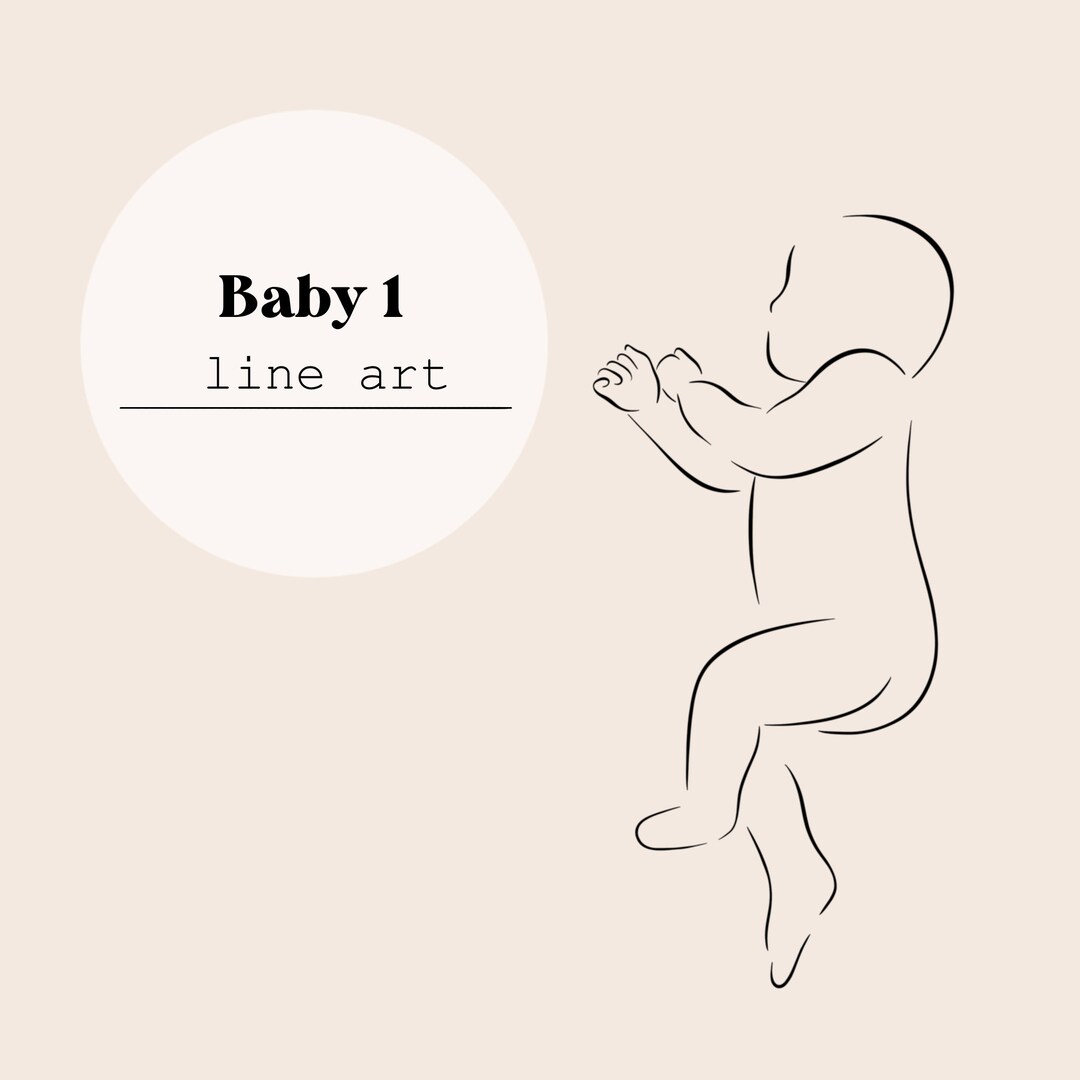 Baby Line Drawing 1 | Newborn Line Drawing Digital File | Scale 1:1 ...