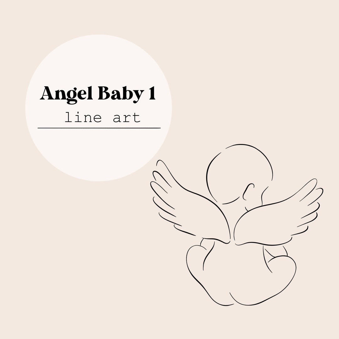 Angel Baby 1 Line Art Baby Miscarriage Line Drawing Memorial Digital ...