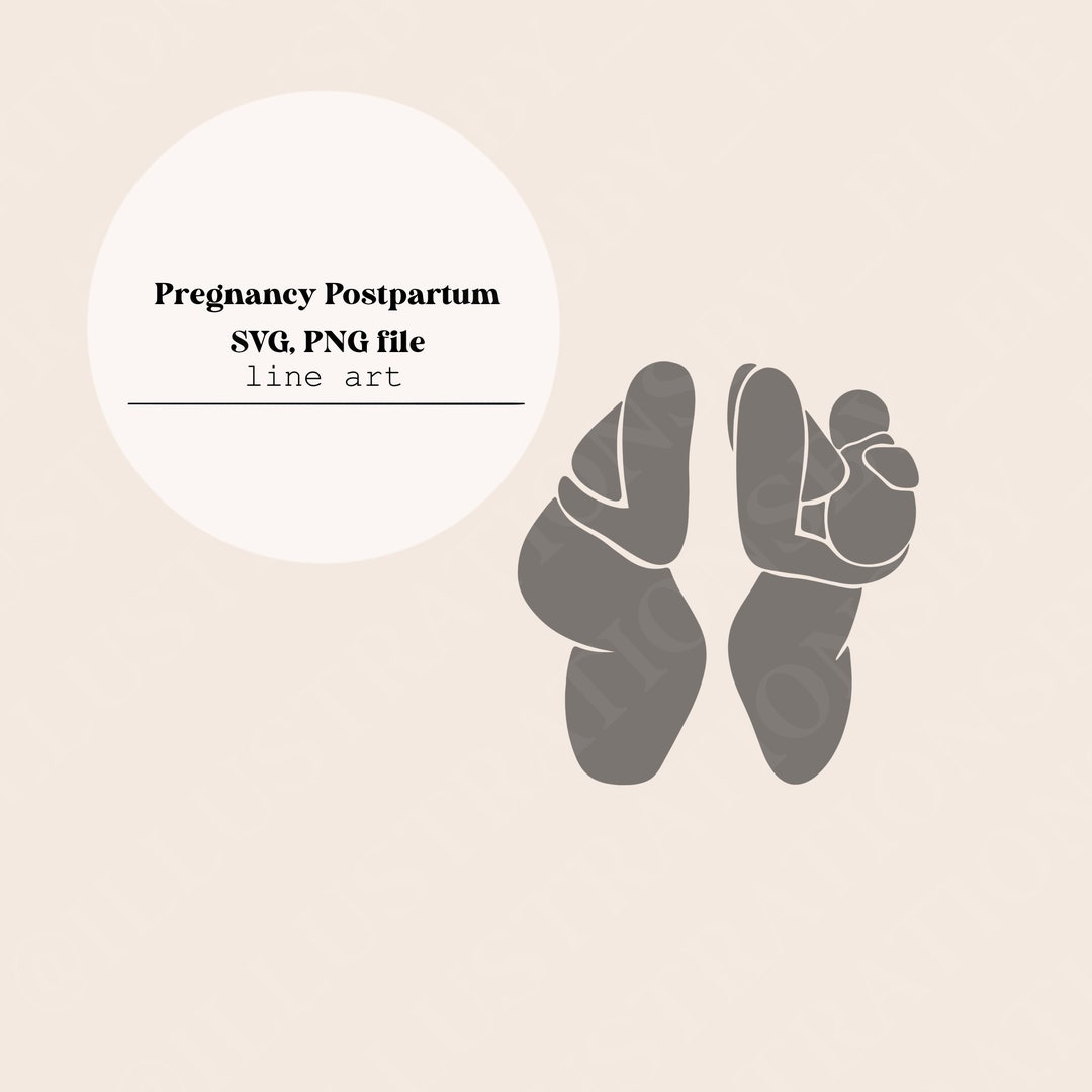 Pregnancy Postpartum Silhouette Line Art | Mother and Child Baby ...