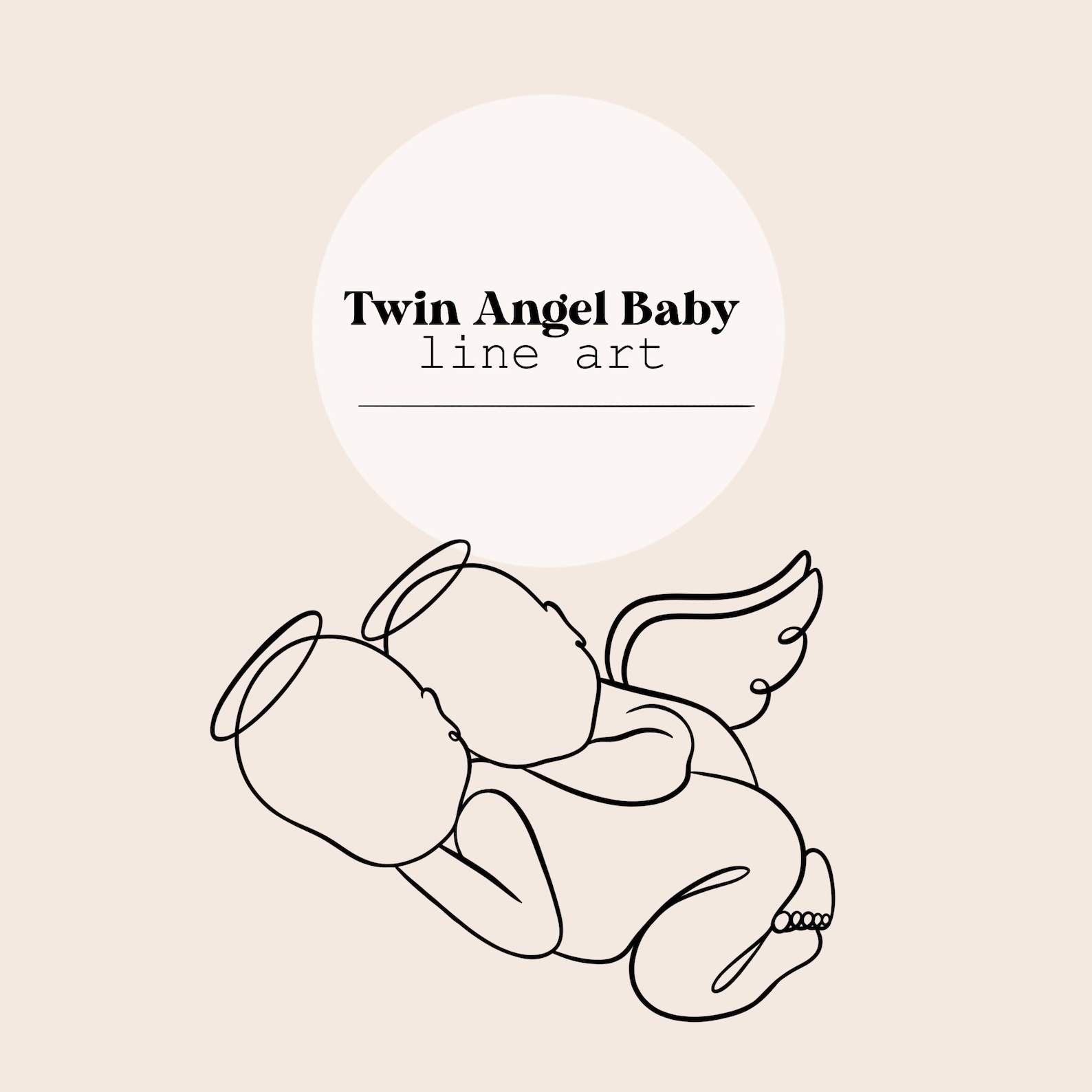 Twin Angel Baby Line Art Twins Angel Wings Line Drawing - Etsy