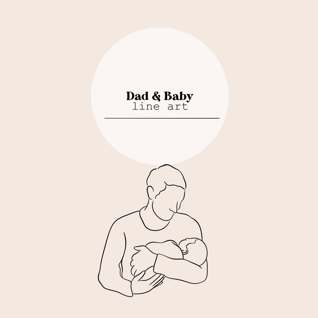 Dad & Baby Line Art | Father and Child Line Drawing | Line Digital File ...