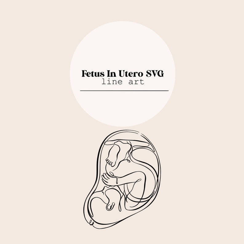 Fetus in Utero SVG Line Art | Baby Line Drawing | Pregnancy Line ...
