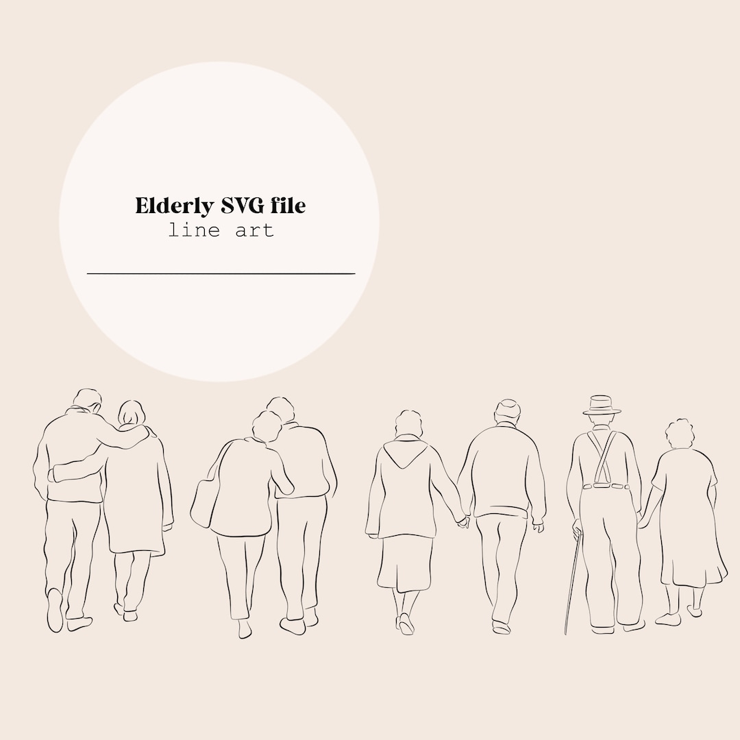 Elderly Line Art | Mother Father Line Drawing| Grandparents ...