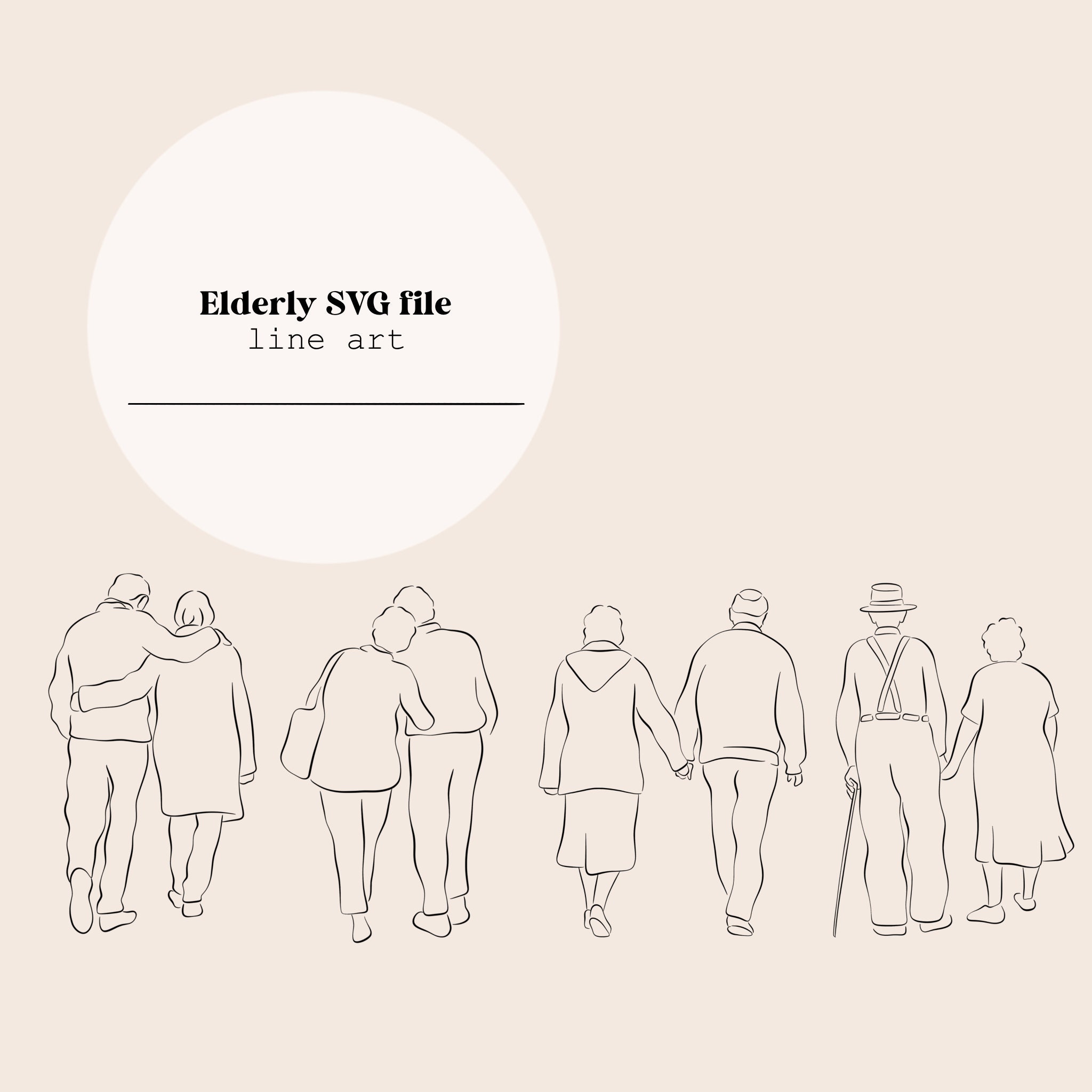 Elderly Line Art | Mother Father Line Drawing| Grandparents ...