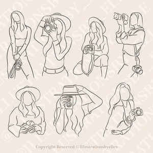 Photography SVG Line Art | Photographer Line Drawing | Camera Line ...