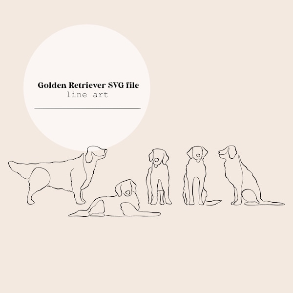 Golden Retriever Line Art Svg - Etsy
