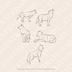 Wolves Line Art | Wolf Pack | Wild Animals | Digital Download | Laser ...