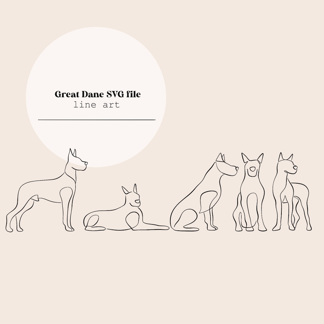 Great Dane Dog Line Art | Dog Puppies Line Drawing | Line Digital File ...