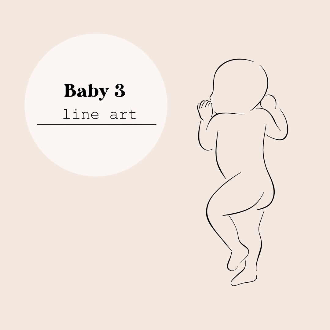 Baby Line Drawing 3 | Newborn Line Drawing Digital File | Scale 1:1 ...