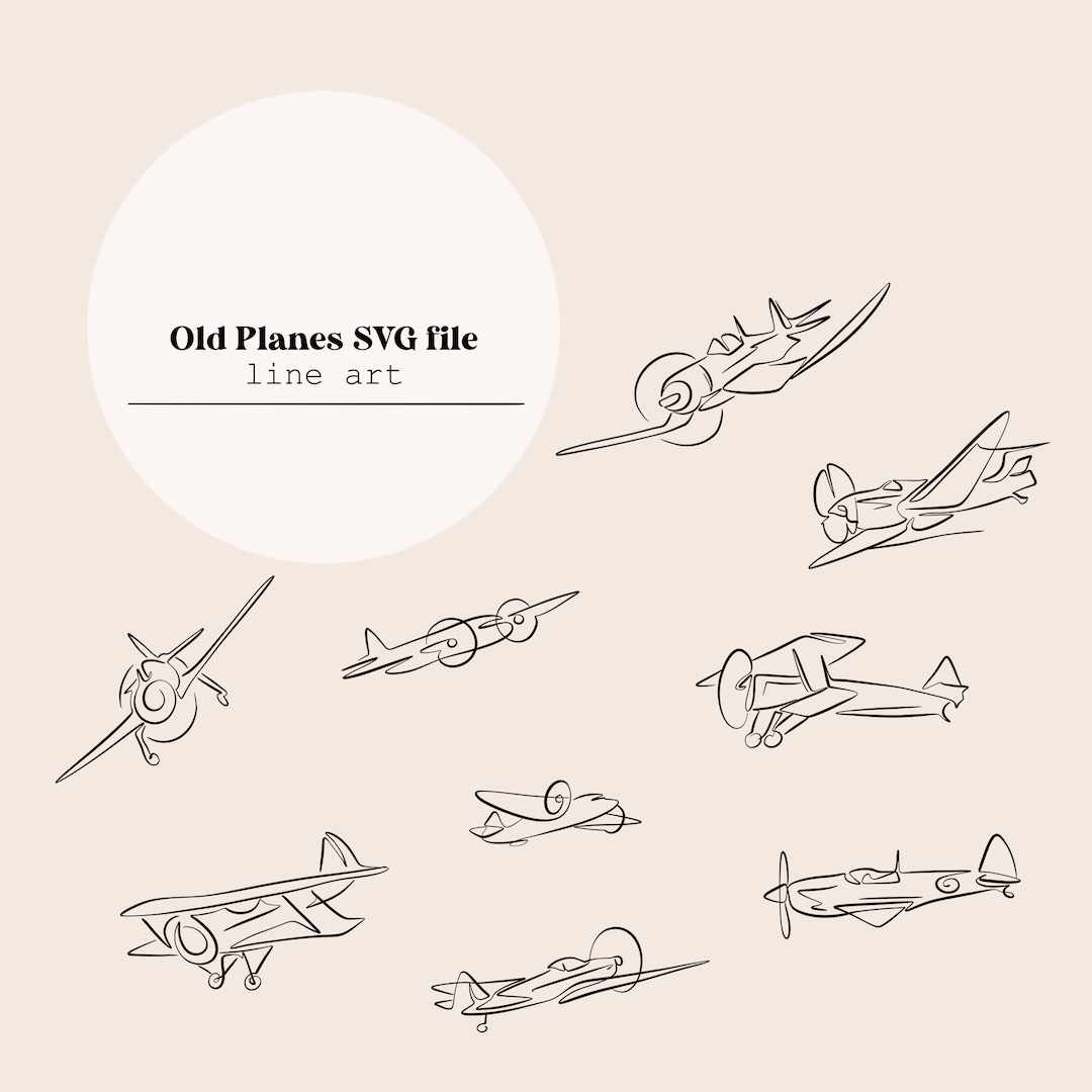 Old Planes Line Art | Aeroplanes Line Drawing | Flying Plane Line ...