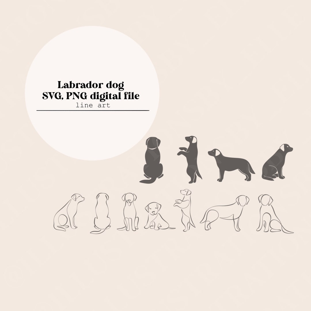 Labrador Dogs Line Art | Dog Puppies Line Drawing | Line Digital File ...