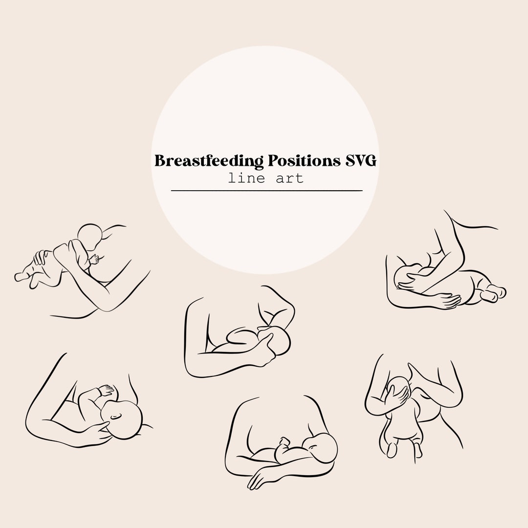 Breastfeeding Positions SVG | Nursing Mother Line Art | Nursing ...
