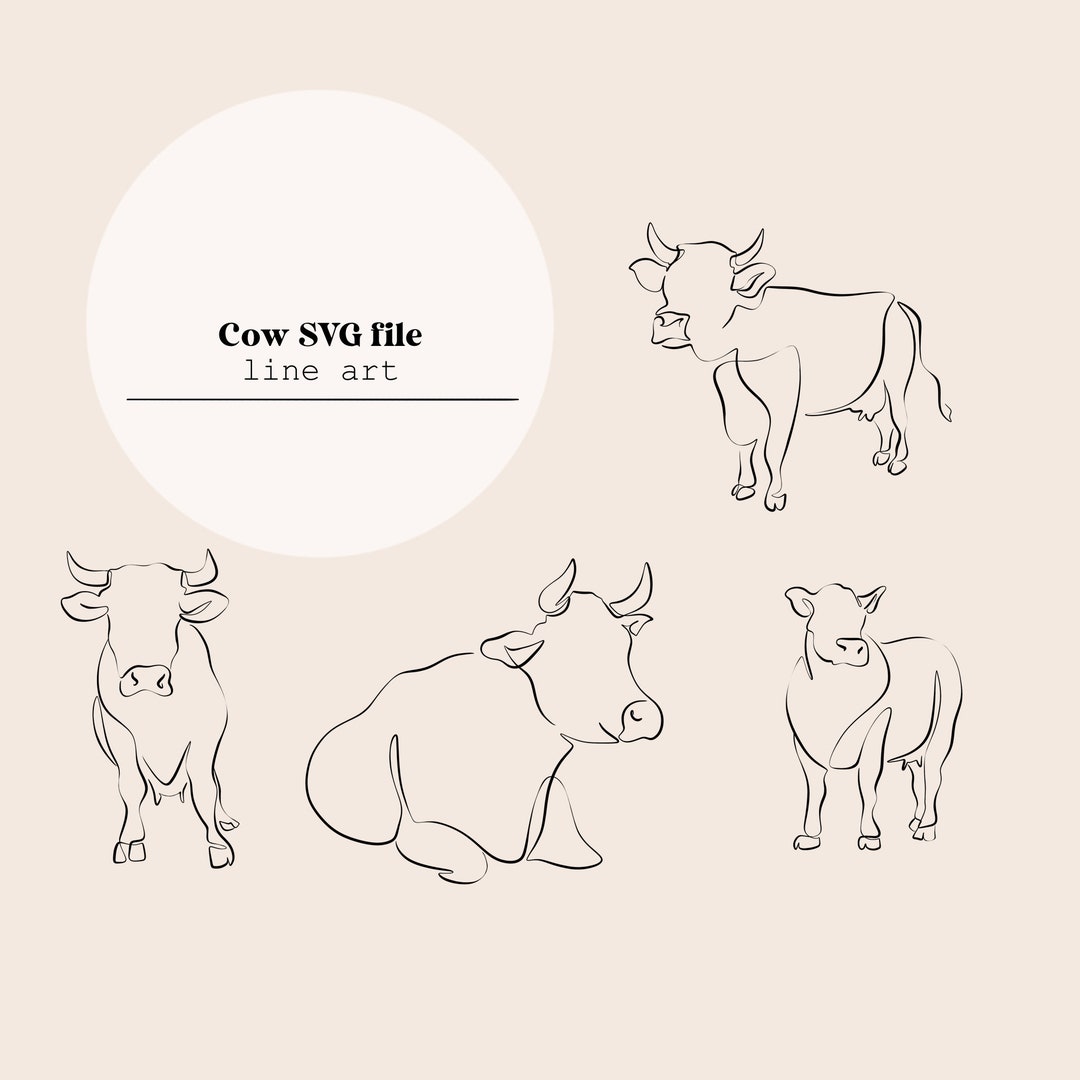 Cow Line Art | Cow Calf Bull | Farm Animals | Digital Download | Laser ...