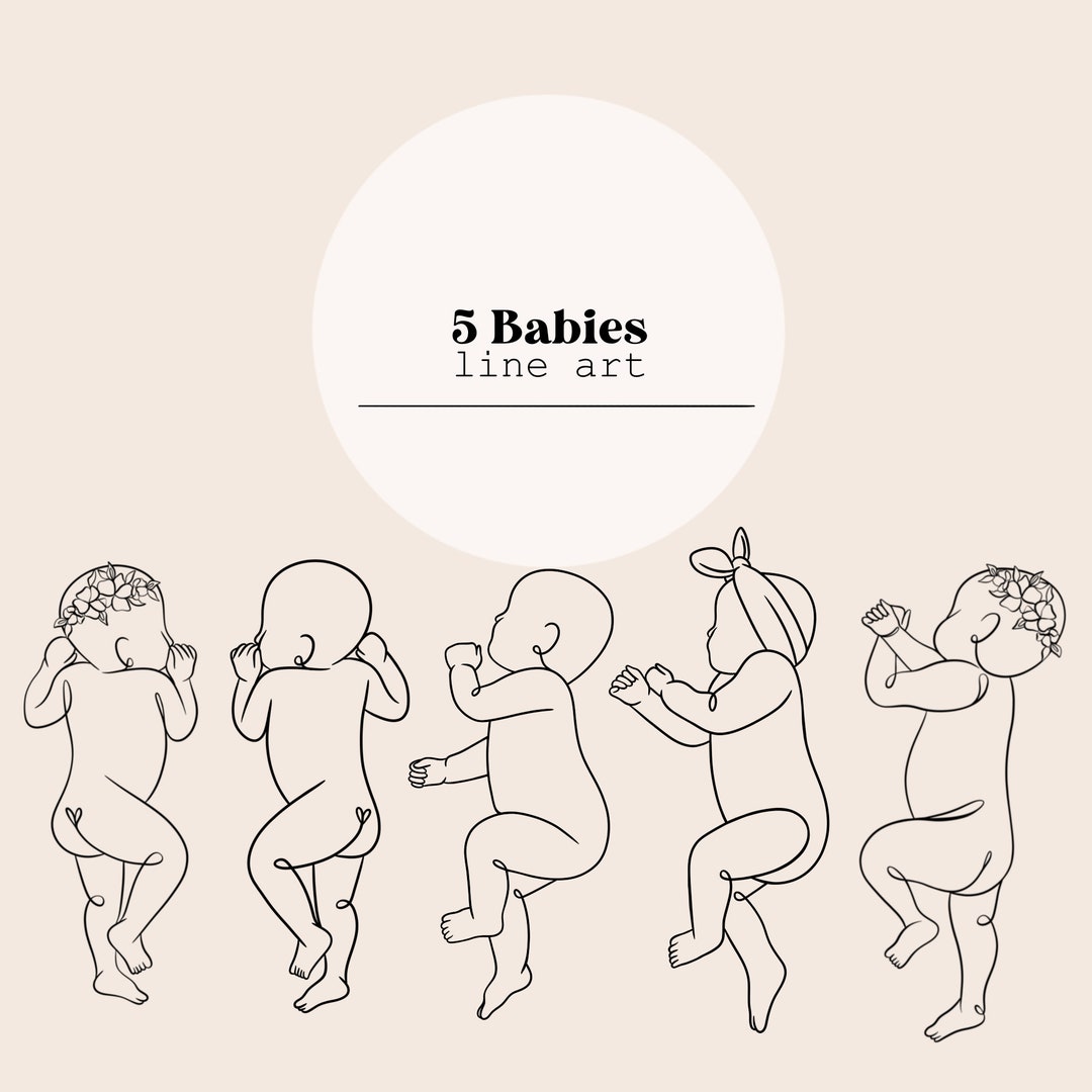 Baby Line Drawing SVG File 5 | Newborn Babies Line Drawing Digital File ...