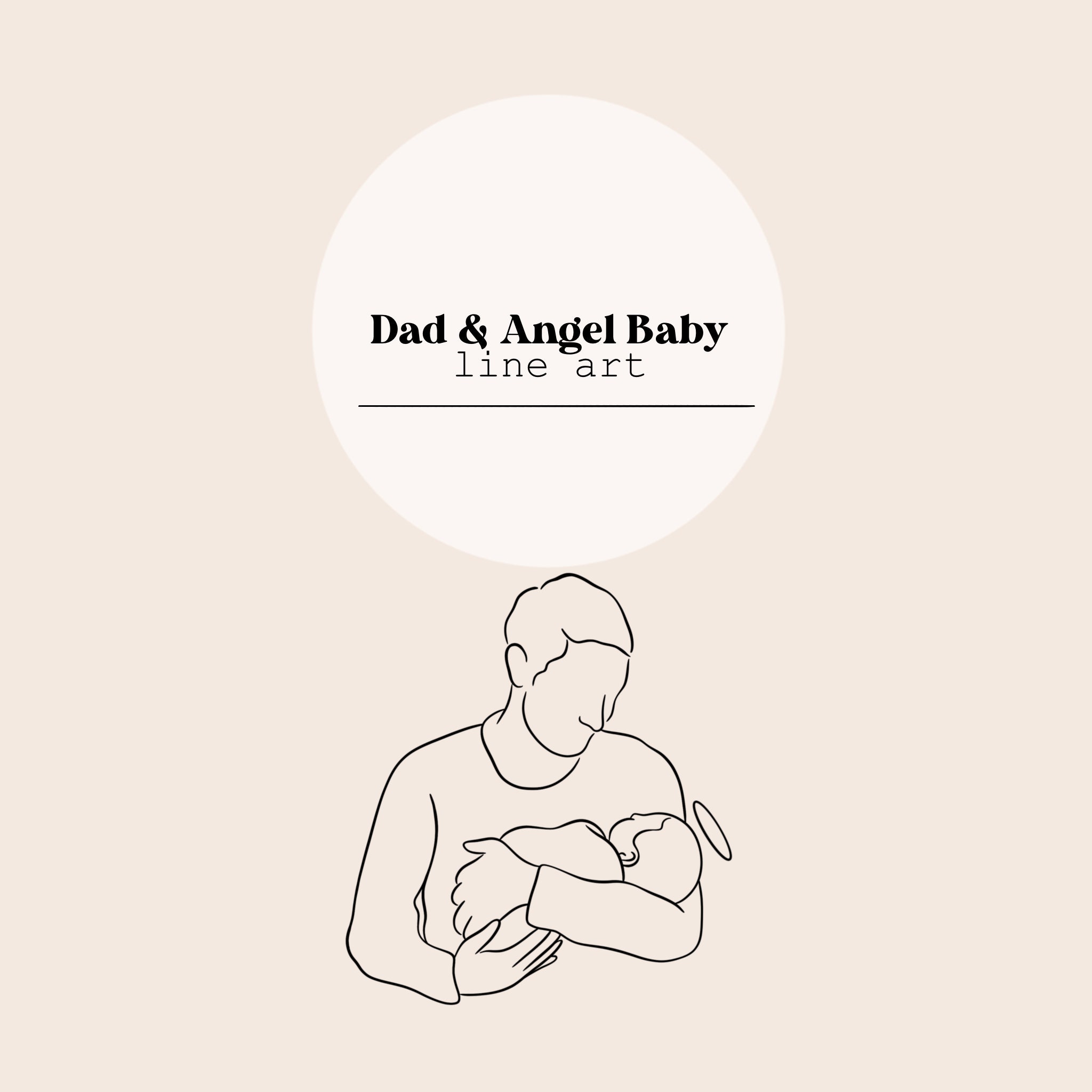 Dad & Angel Baby Line Art Father and Child Line Drawing - Etsy