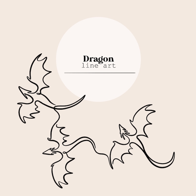Dragon Line Art Dragons Line Drawing Line Digital File - Etsy