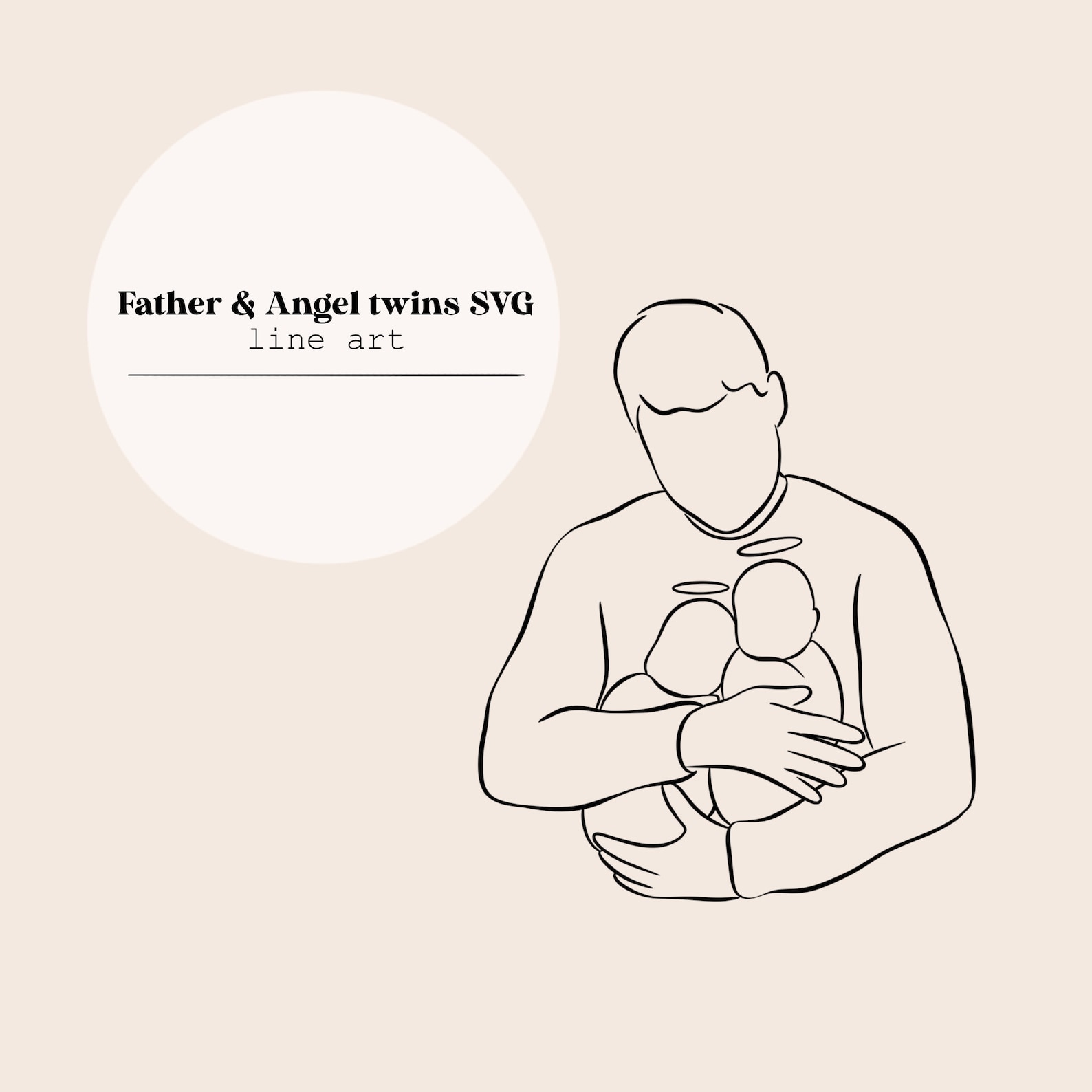 Father Angel Twins Baby Line Art | Father and Child Line Drawing | Line ...