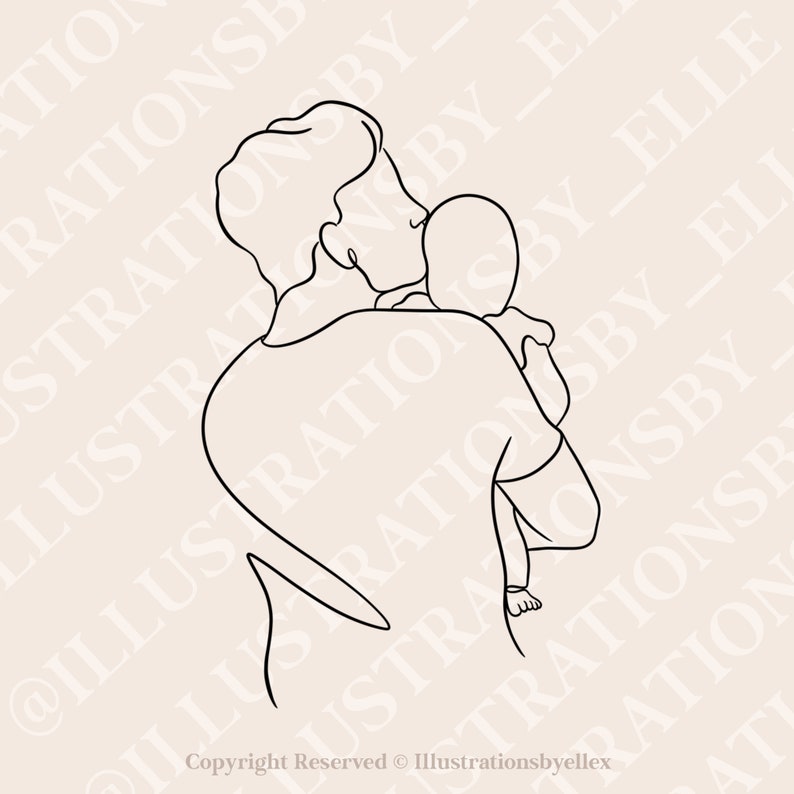 Father & Baby Line Art Dad and Child Line Drawing Line - Etsy