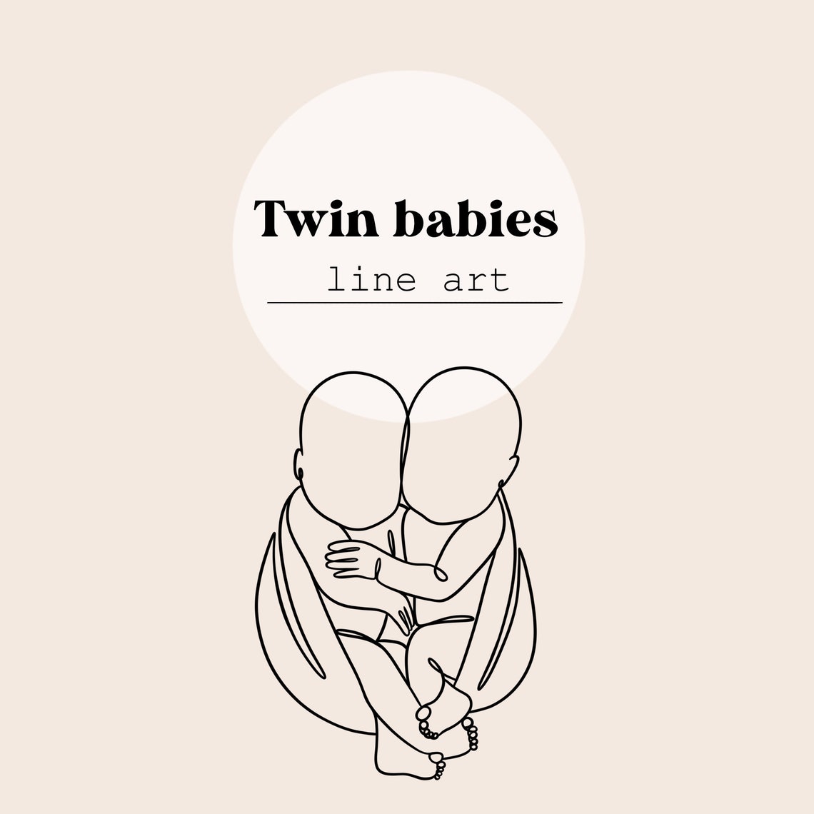 Twin Babies Line Art | Children, Baby, Newborn Digital File Instant ...