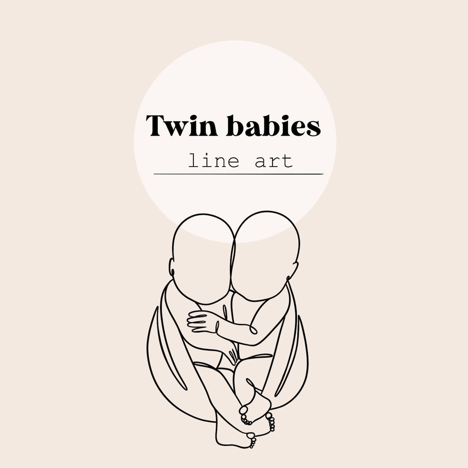 Twin Babies Line Art Children Baby Newborn Digital File - Etsy