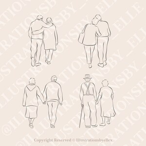 Elderly Line Art | Mother Father Line Drawing| Grandparents ...