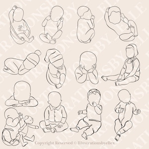 Babies Line Drawing Art | Child, Baby, Newborn Toddler, Line Drawing ...