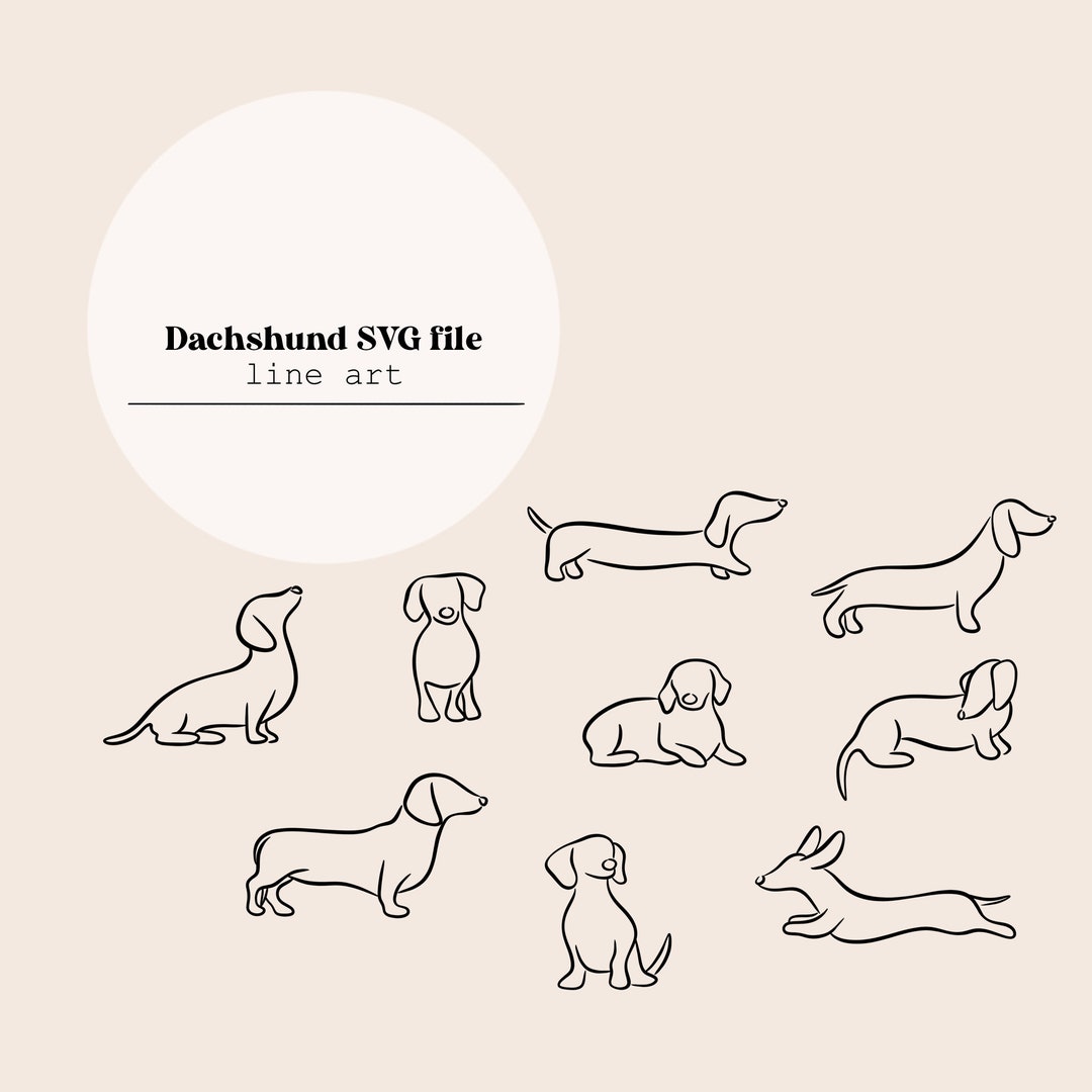 Dachshund Puppy Dog Line Art | Dog Puppies Line Drawing | Sausage Dog ...