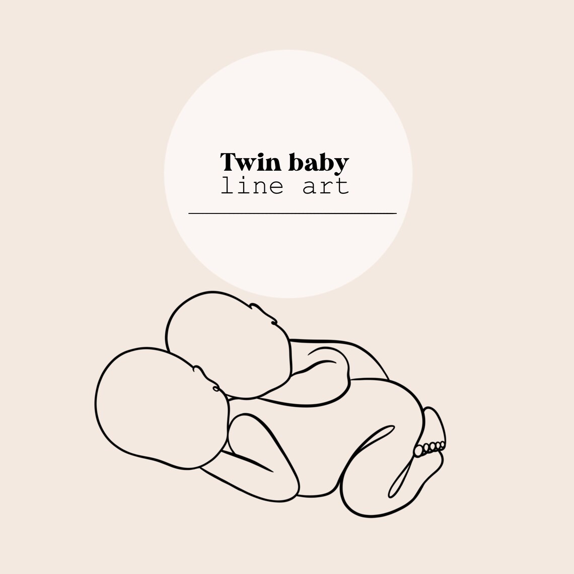 Twin Baby Line Art Twins Line Drawing Newborn Scale 1:1 - Etsy