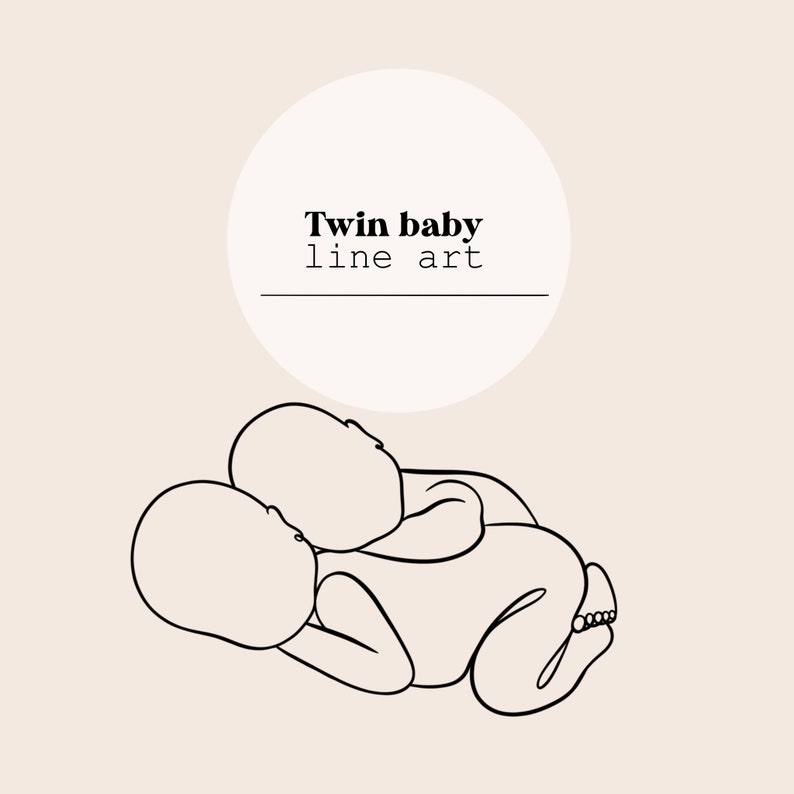 Twin Baby Line Art Twins Line Drawing Newborn Scale 1:1 - Etsy