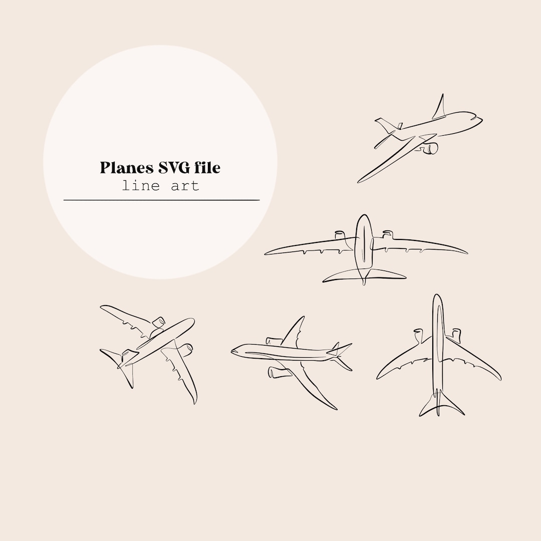 Planes Line Art | Aeroplanes Line Drawing | Flying Plane Line Digital ...