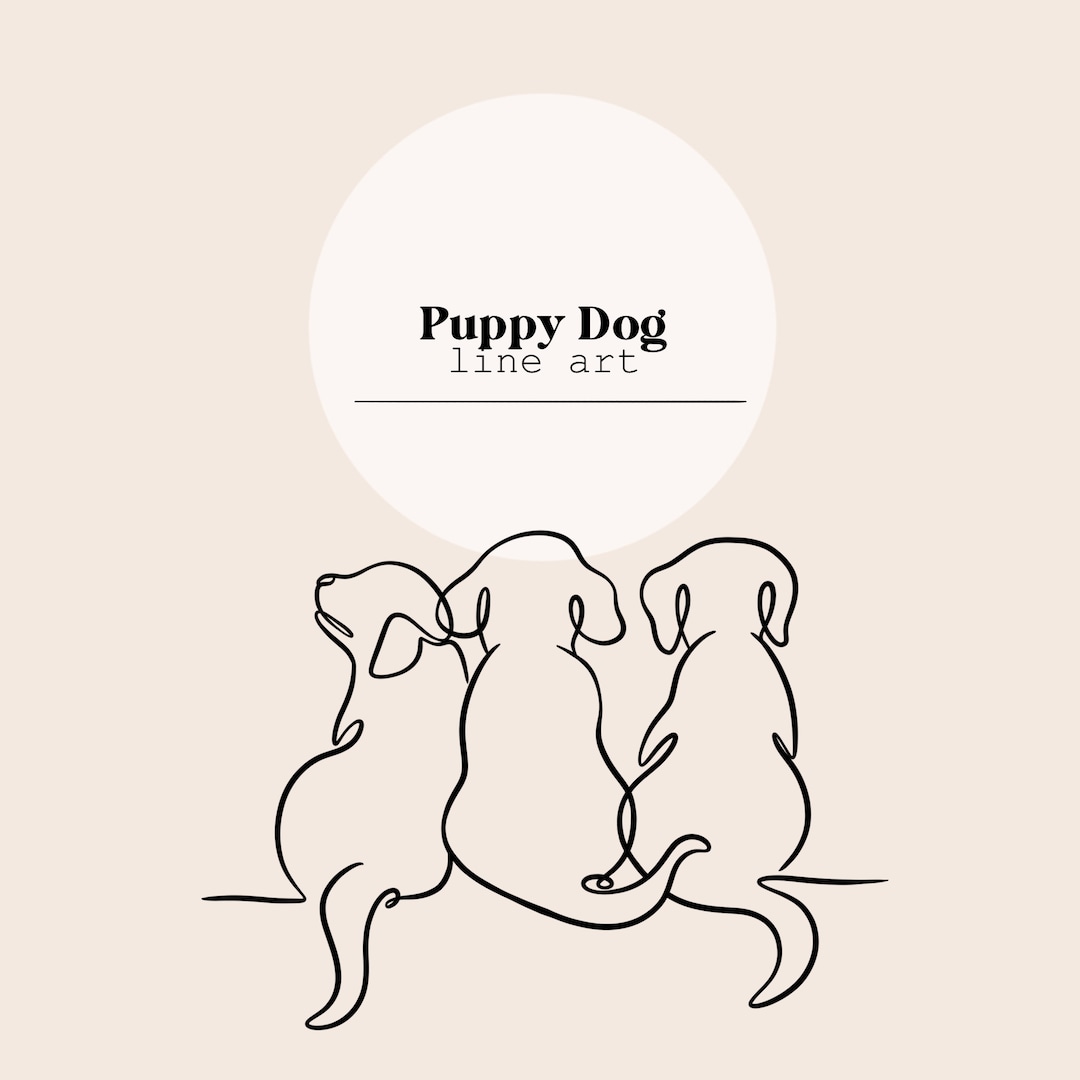 Puppy Dog Line Art | Dog Puppies Line Drawing | Line Digital File ...