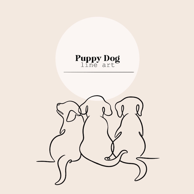 Puppy Dog Line Art | Dog Puppies Line Drawing | Line Digital File ...