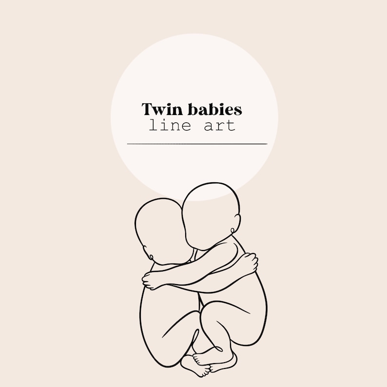 Twin Babies Line Art Twins Line Drawing Newborn Scale 1:1 - Etsy