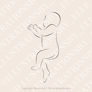 Baby Line Drawing 1 | Newborn Line Drawing Digital File | Scale 1:1 ...