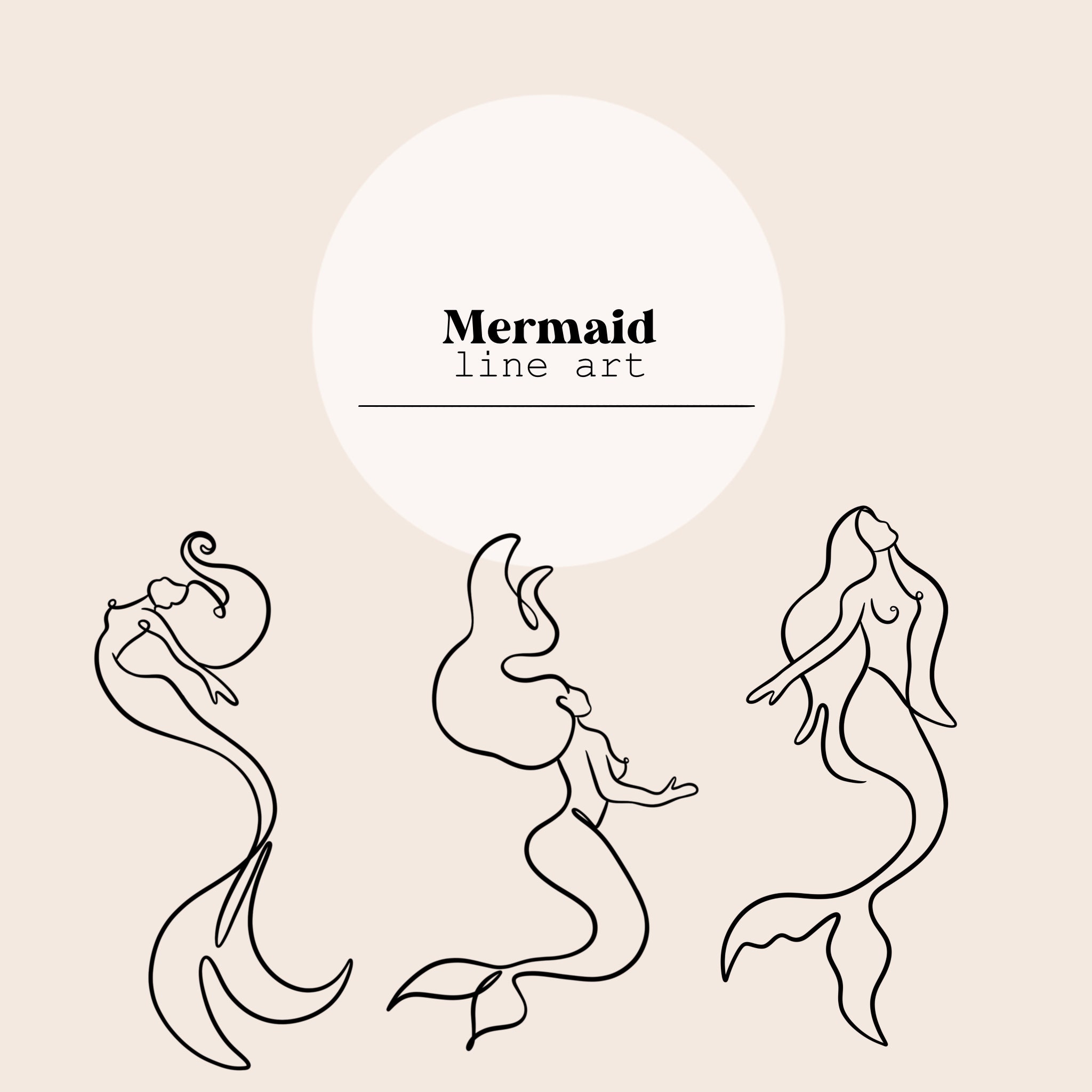 Mermaid Outline Drawing