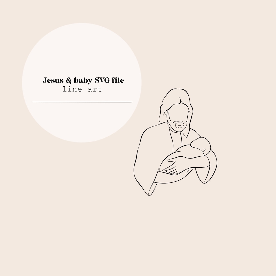 Jesus and Baby Line Drawing | Christ Holding Baby Drawing | Jesus and ...