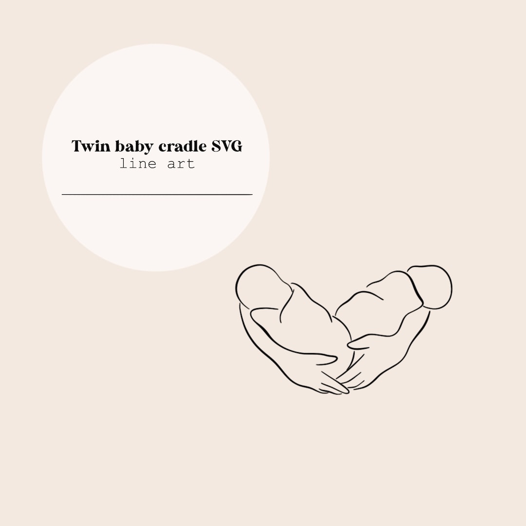 Twin Baby Cradle Line Art | Twins Line Drawing | Newborn Scale 1:1 Baby ...