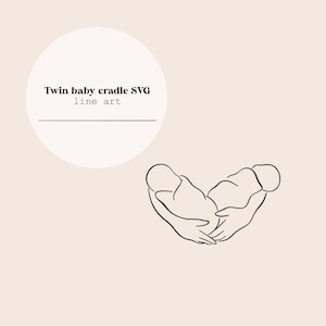 Twin Baby Cradle Line Art | Twins Line Drawing | Newborn Scale 1:1 Baby ...