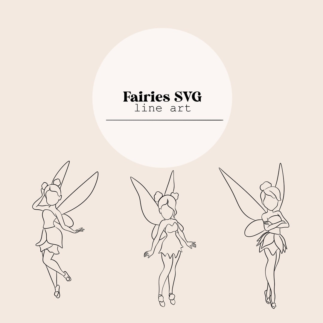 Fairies Line Art | Fairy Line Drawing | Line Digital File | Laser ...