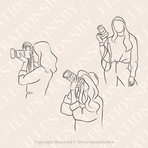 Photography SVG Line Art | Photographer Line Drawing | Camera Line ...