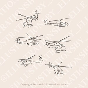Helicopter Line Art | Chopper Line Drawing | Flying Plane Line Digital ...