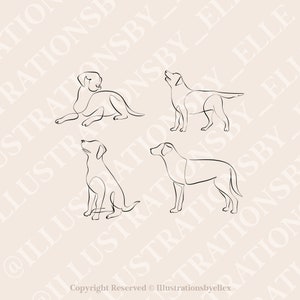 Labrador Line Art Dog Puppies Line Drawing Line Digital File Laser ...