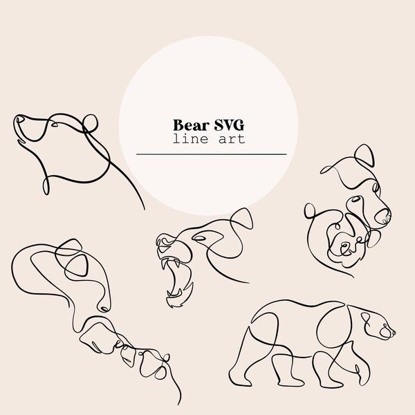 Bear Line Drawing - Etsy