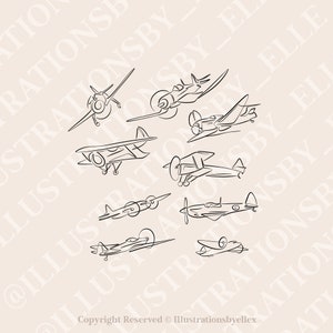 Old Planes Line Art | Aeroplanes Line Drawing | Flying Plane Line ...