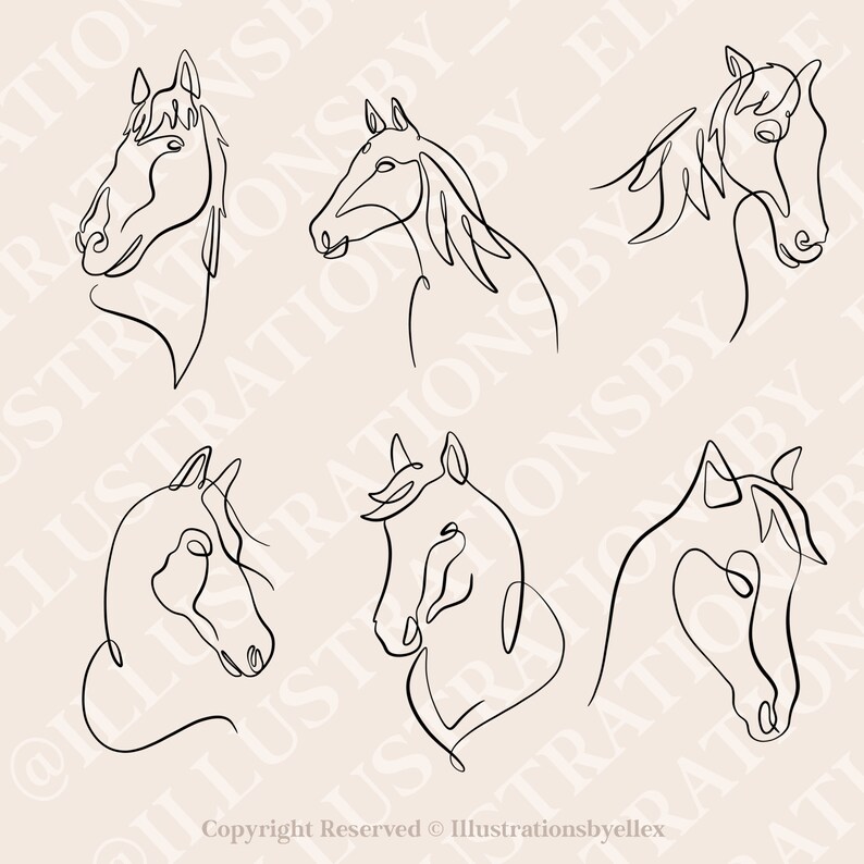 Horse Line Art | Horses Line Drawing | Line Digital File | Laser ...