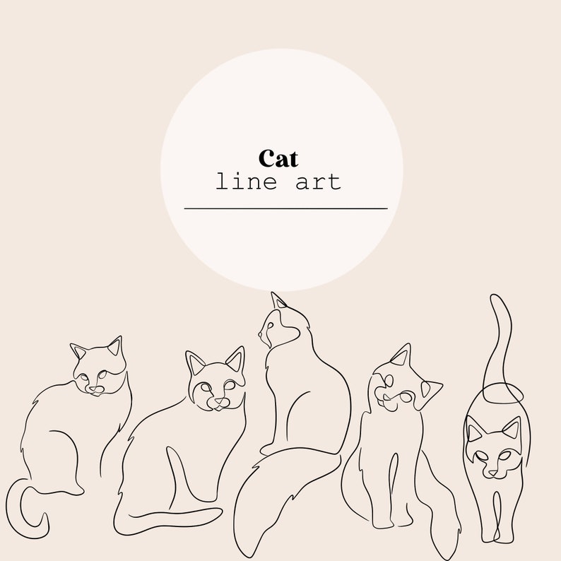Cat Line Art Cat Kitten SVG PNG AI - Etsy