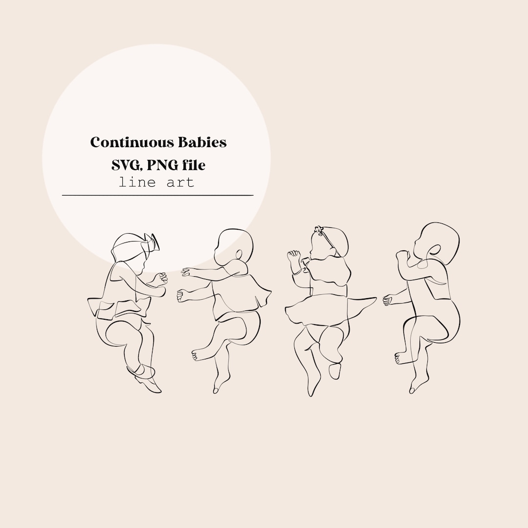 Baby Line Drawing Continuous Svg Png File | Newborn Babies Line Drawing ...