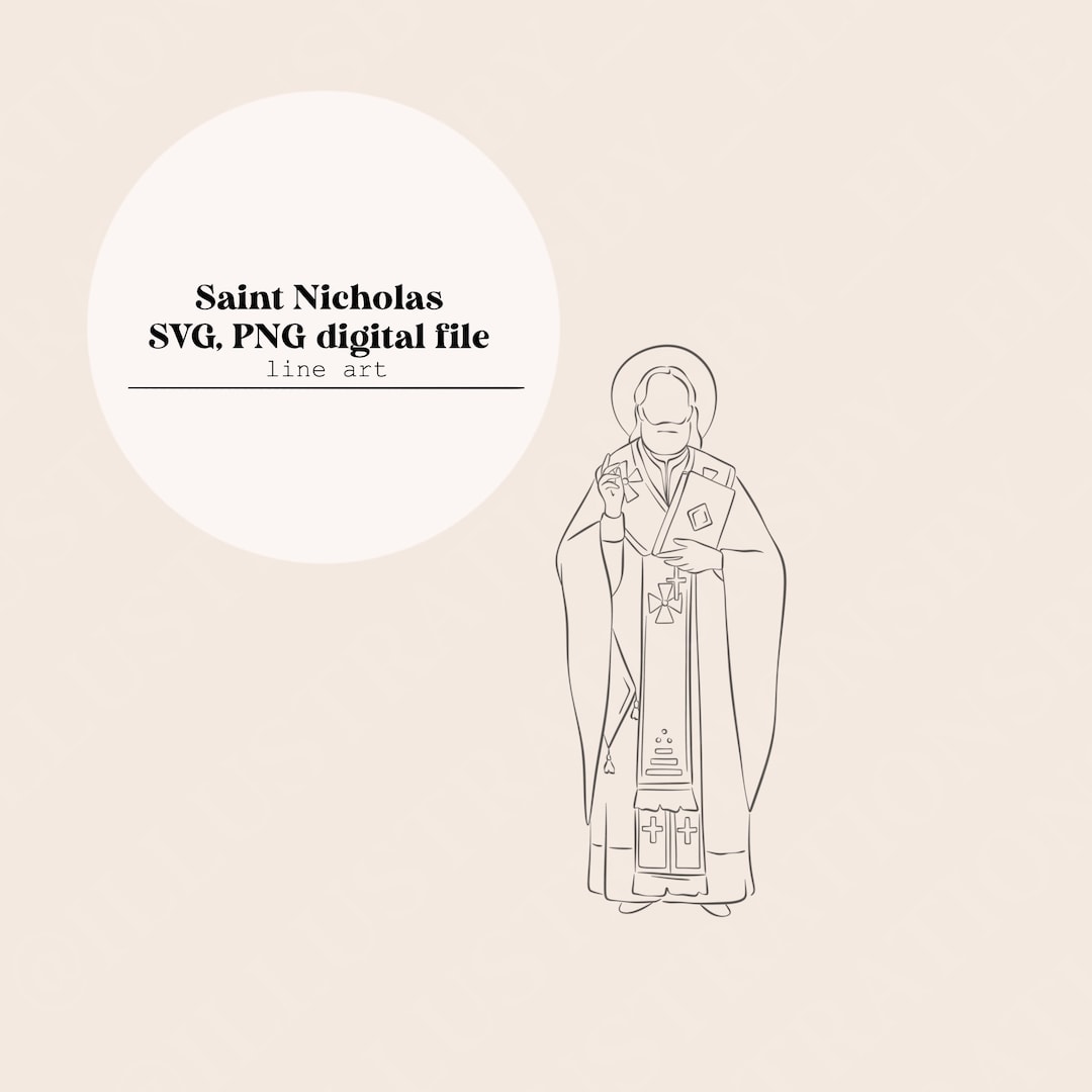 Saint Nicholas Line Drawing | Christ Drawing | St Nick Digital File ...