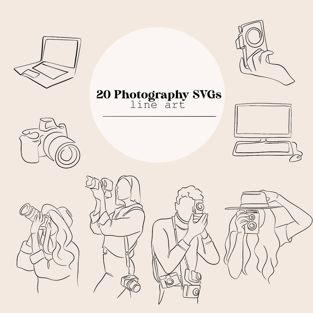 Photography SVG Line Art | Photographer Line Drawing | Camera Line ...